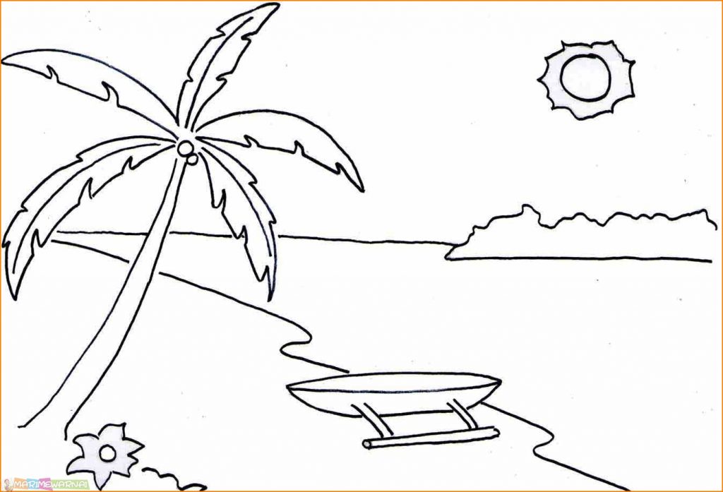 √120 Sketsa Gambar Pemandangan Alam Bagus dan Berwarna - Marimewarnai.com